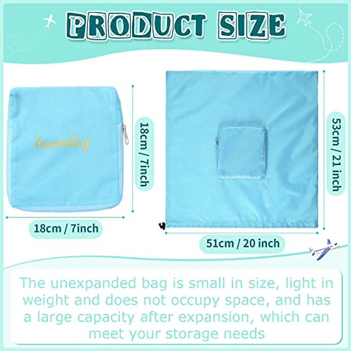 Shappy 3 Pieces Travel Laundry Bag Large Dirty Clothes Bags for Traveling Lightweight and Expandable Luggage Laundry Bag with Drawstring Closure and Zipper, Blue Gray Black, 20 x 21 Inch