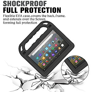 SUPNICE Kids Case for All-New Fire HD 8 & Plus 2020 & 2022- Lightweight Shockproof Handle with Stand Kid-Proof Case for Amazon Fire HD 8 inch Tablets (2022/2020 Release) - Black