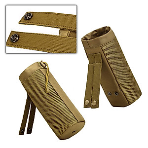 Protector Plus Tactical Water Bottles Pouch Military MOLLE Mesh Kettle Holder Bag H2O Drinks Carrier Case, Black