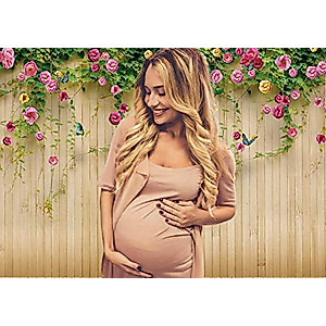 WOLADA 10x10FT Flower Wall Backdrop Spring Backdrop Spring Floral Photo Backdrop Brown Wood Plank Flower Wall Photography Backdrop Girl Birthday Party Wedding Shower Photography Background 8909