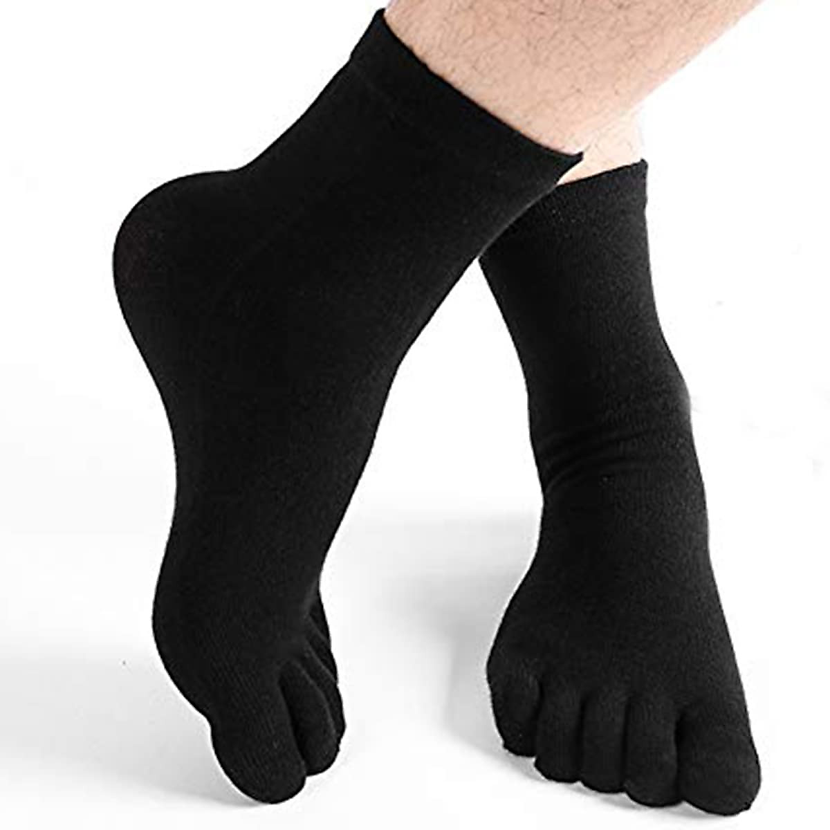 Meaiguo Toe Socks Running Five Finger Crew Cotton for Men Women 4 Pack(MenA1)