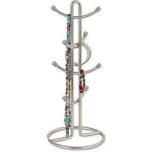 FitWell Mug Holder for Counters,Holds 8 Large Mugs,Coffee Mug Tree for Countertops,Mug Holder Stand,Space Saver for Kitchen Cabinets, Portable Coffee Mug Holder (Chrome)