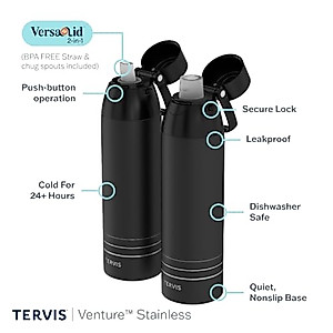 Tervis Venture Water Bottle Disney - Nightmare Before Christmas Midnight Nightmare Triple Walled Insulated Tumbler Travel Cup Keeps Drinks Cold & Hot, 36oz, Stainless Steel