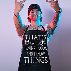 Funny Aprons for Men,Dad,Boyfriend,Husband,Son,Friends,Him , Wife,Her,Womens,Fathers Day Mothers Day Gifts for Mom,Mens Grilling Accessories Kitchen Cooking BBQ Grill Chef Apron With 2 Pockets Apron