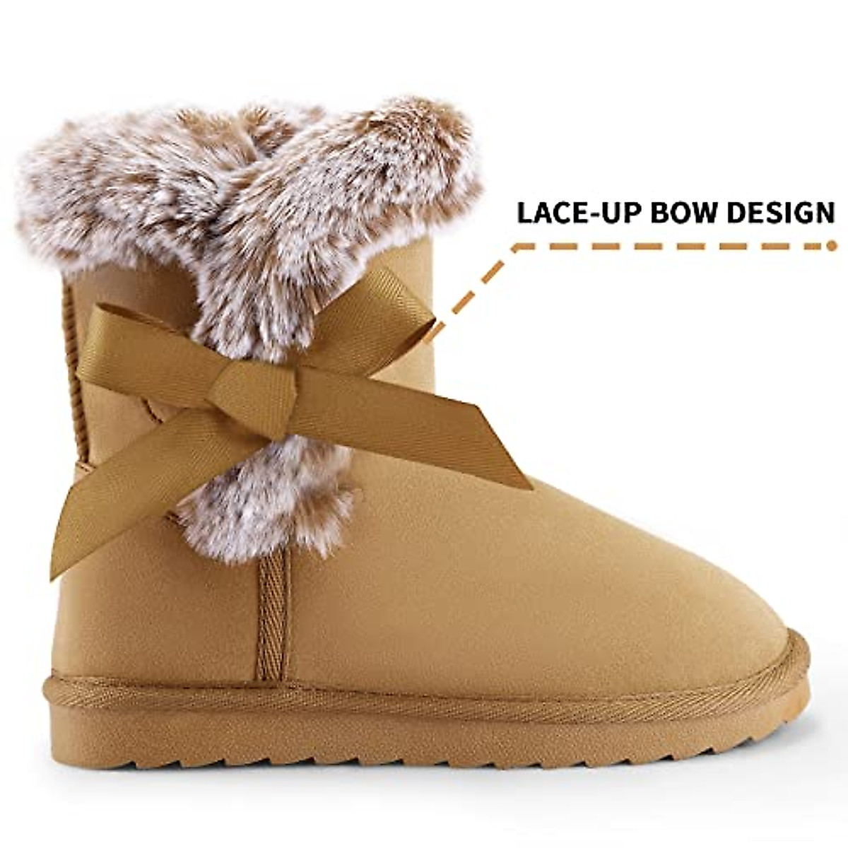 K KomForme Girls Kids Snow Boots Warm Fur Lined Slip On Outdoor Winter Shoes Lightweight Comfy（Little/Big Kids）
