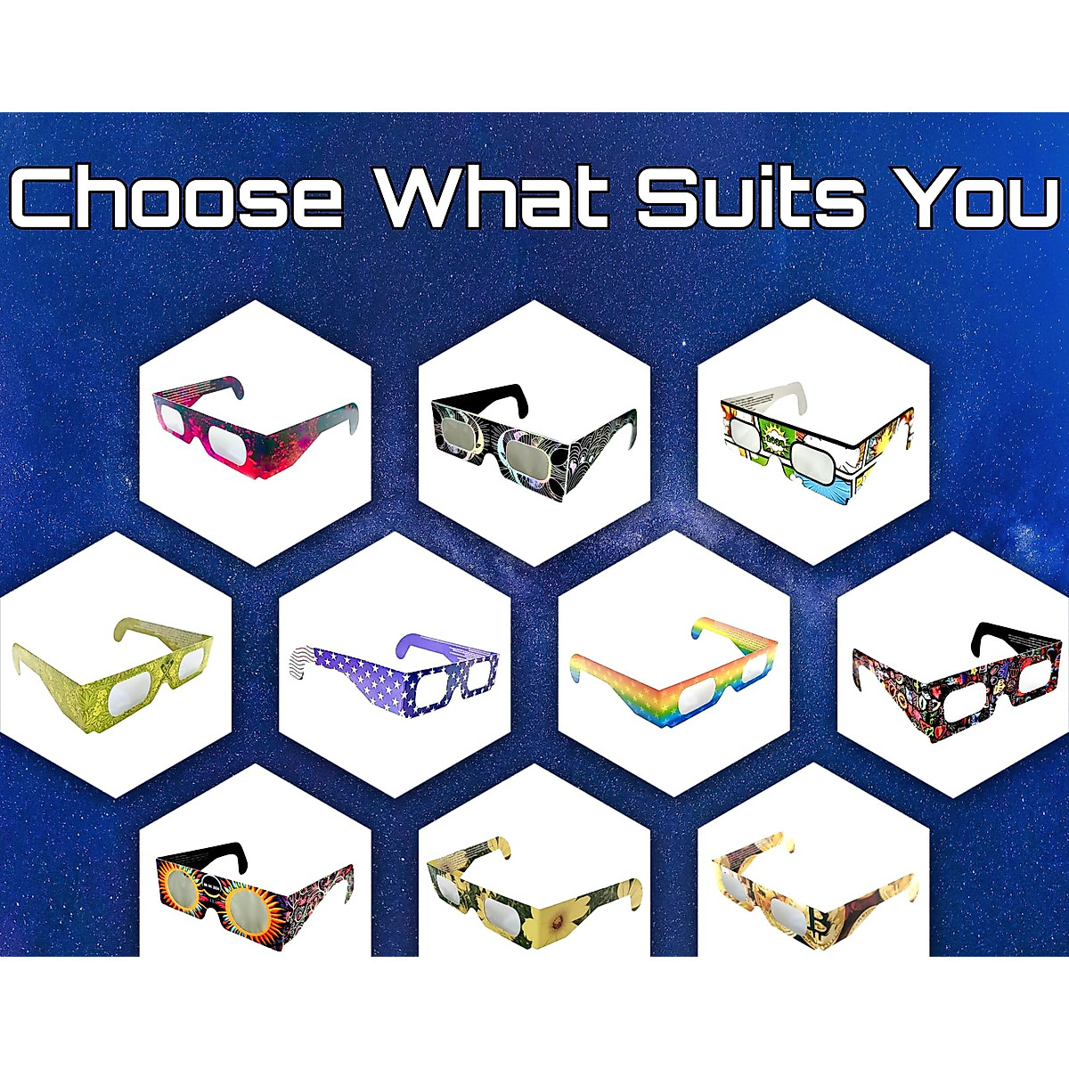 Premium Solar Eclipse Viewing Glasses - Safe, CE Certified, Durable Paper Frames - Pack of 2 - Perfect for Astro Enthusiasts and Outdoor Events