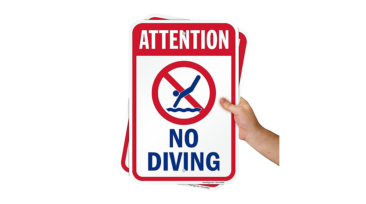 SmartSign No Diving Pool Sign - Durable & Easy to Install