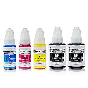 5PK Refill Dye Ink Kit Compatible with GI-290 (2X Black 135ml, Cyan Magenta Yellow 70ml Compatible with G4200, G3200, G2200, G1200 Printers