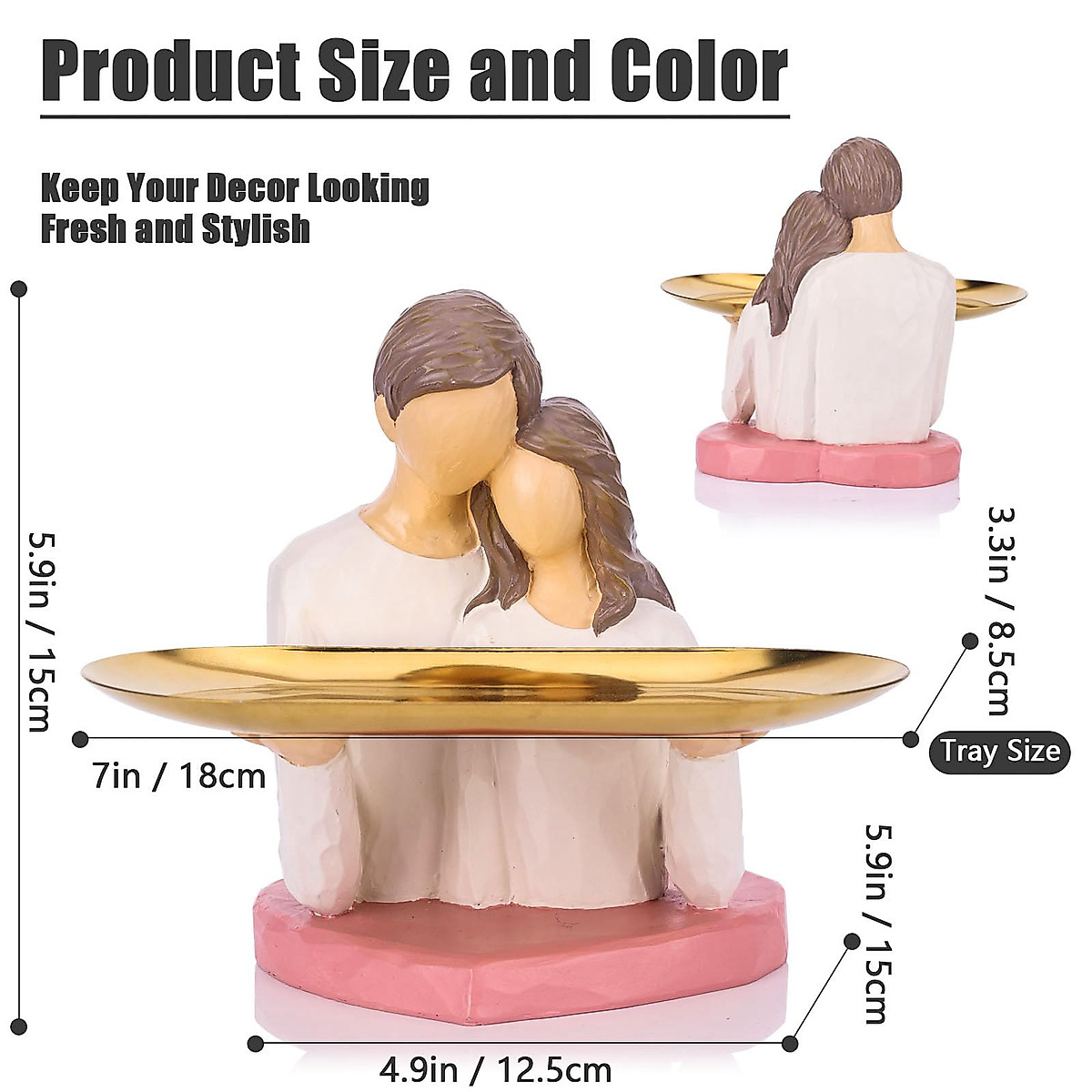 XMGZQ Cozy Couple Key Tray,Couple Statue with Tray,Couple Figurines Key Bowls for Entry Table,Wedding Gift for Couple,Personalized Wedding Gifts for The Couple