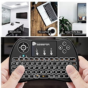 Beastron (Upgraded) 2.4G Mini Wireless Keyboard with Touchpad Mouse＆QWERTY Keyboard, Backlit Portable Keyboard Wireless with Remote Control for Laptop,PC,Google Android TV,Xbox,PS3/4 .Black