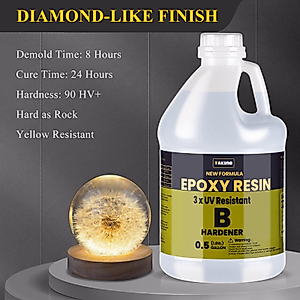 TAKIMO 1 Gallon 3×UV Resistant Resin Kit,No Bubble & Crystal Clear Epoxy Resin for Coating, Casting, Table Top,DIY, Bar Top, River Tables, Resin Art, Wood with High Gloss Finish