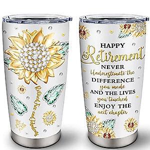 Biomlon Retirement Gifts Tumbler 20oz, Retirement Gifts for Women 2023 Mug, Retirement Party Decorations, Retired Gifts For Women Cup, Happy Retirement Decorations, Best Retirement Gifts Ideas