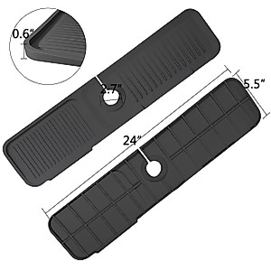 5°Slope Kitchen Sink Splash Guard, 24”x 5.5” Silicone Sink Faucet Mat Handle Drip Catcher Tray Behind Faucet, Drying Mat for Kitchen Counter Bathroom Kitchen Sink Splash Guard