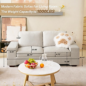COOSLEEP Modern Sofas Couches for Living Room, Loveseat Sofas & couches with Removable Sofa Cushion and Detachable Sofa Cover, Solid Wood Frame and Serpentine Spring,Easy to Install (Beige)