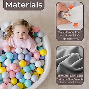 Wonder Space Deluxe Kids Round Ball Pit, Premium Handmade Kiddie Balls Pool, Soft Indoor Outdoor Nursery Baby Playpen, Ideal Gift Play Toy for Children Toddler Infant Boys and Girls (Light Grey)