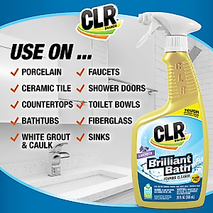 CLR Brilliant Bath Foaming Action Bathroom Cleaner Spray - For Use on Toilets, Baths, Showers, Sinks, Glass, Stainless Steel - Lavender Scent, 26 Ounce Bottle (Pack of 2)