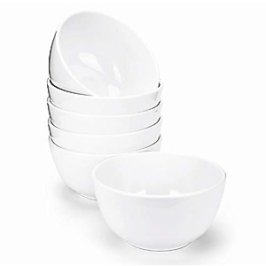 KX-WARE Melamine Bowls set - 28oz 6inch 100% Melamine Cereal/Soup/Salad Bowls, Set of 6 White | Shatter-Proof and Chip-Resistant Dishwasher Safe, BPA Free