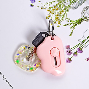 Fengek 18 Pcs Mini Retractable Utility Knife Cloud Flower Pocket Box Cutters Plastic Letter Opener Slide Open with Keychain Hole for Box Letter Envelope, 2 Shapes 9 Colors