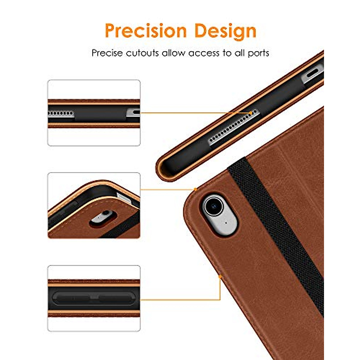 DTTO for New iPad Air 5th/4th Generation Case 2022/2020 with Pencil Holder, Premium Leather Business Folio Stand Cover [2nd Pencil Charging] - Multiple Viewing Angles for iPad Air 10.9", Dark Brown