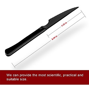 culterman black steak knives Ultra-Sharp Stainless Steel Cutlery Set,Dinner Knives 6-Piece Stainless Steel kitchen Serrated Best Steak Knife (Black)