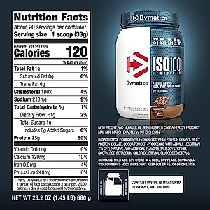 Dymatize ISO100 Hydrolyzed Protein Powder, 100% Whey Isolate Protein, 25g of Protein, 5.5g BCAAs, Gluten Free, Fast Absorbing, Easy Digesting, Fudge Brownie, 20 Servings
