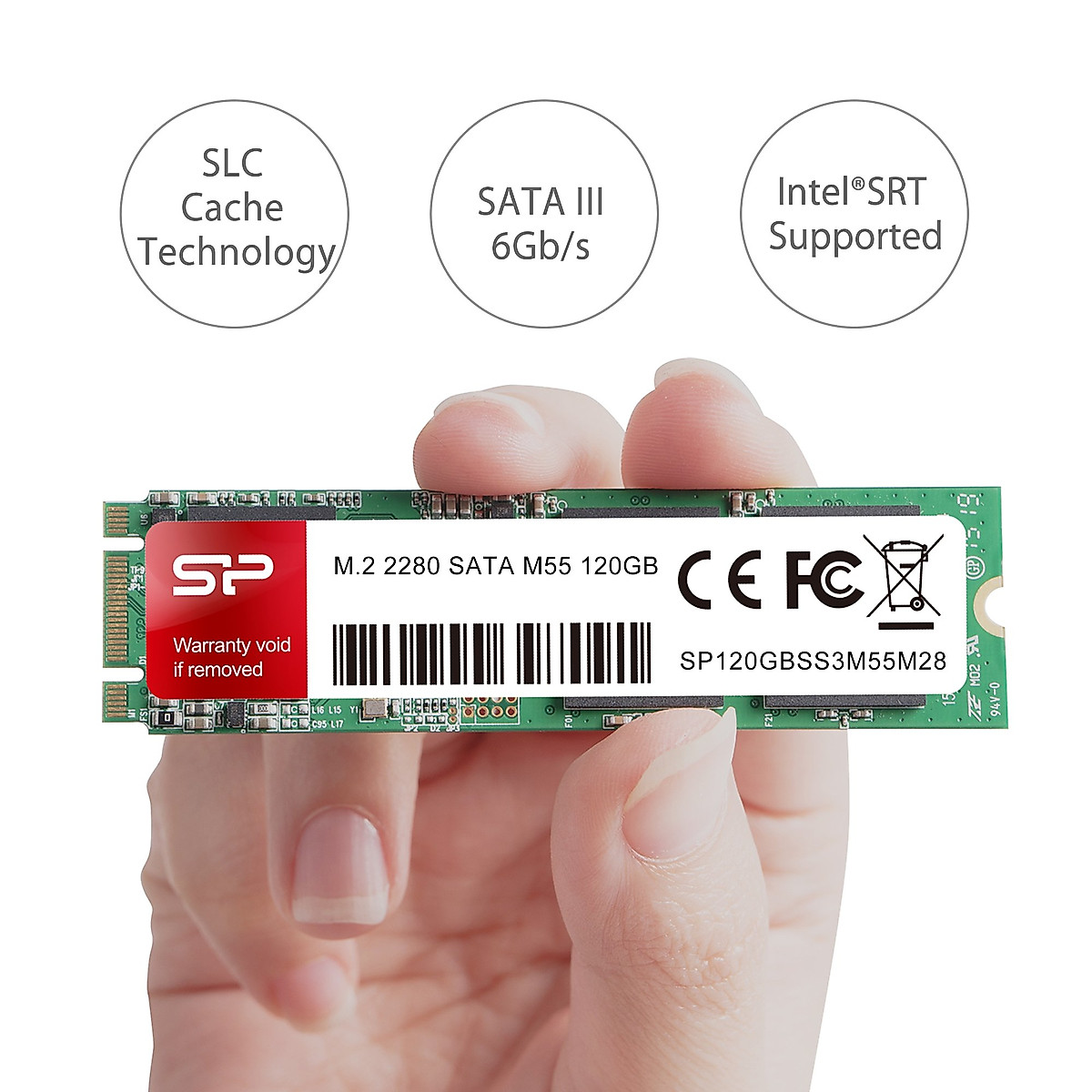 Silicon Power 120GB M55 M.2 2280 SSD With R/W Up To 550MB/s (SLC Cache for Speed Boost) SATA III Internal Solid State Drive for Ultrabooks and Tablets (SP120GBSS3M55M28)