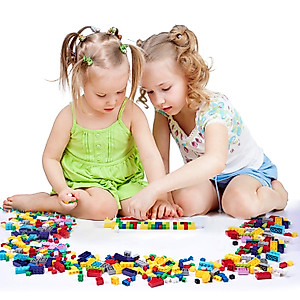 GARUNK Building Bricks 1000 Pieces, Classic Building Blocks for Kids Educational Toys with Wheel, Tire, Axle, Window, Doors Compatible with All Major Brands for Ages 3+ 4 5 6 7 8 Year Old Boys Girls