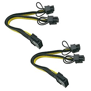 (2-Pack) COMeap CPU to GPU, CPU 8 Pin Female to Dual PCIe 8 Pin (6+2) Male Splitter Cable for Graphics Card BTC Miner 9-inch (23cm)