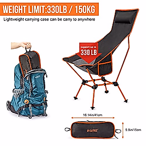G4Free 2Pcs Lightweight Portable High Back Camp Chair, Folding Chair Lawn Chair Heavy Duty 330lbs with Headrest & Pocket for Outdoor Camp Travel Beach Gardening Travel Hiking