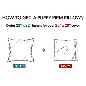 Oubonun 22 x 22 Pillow Inserts (Set of 2) - Throw Pillow Inserts with 100% Cotton Cover - 22 Inch Square Interior Sofa Pillow Inserts - Decorative Pillow Insert Pair - White Couch Pillow