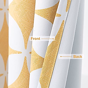 DriftAway Amelia Thermal Blackout Room Darkening Grommet Window Curtains Retro Geo Pattern Round Circle Star Print Set of 2 Panels Each 52 Inch by 84 Inch Yellow