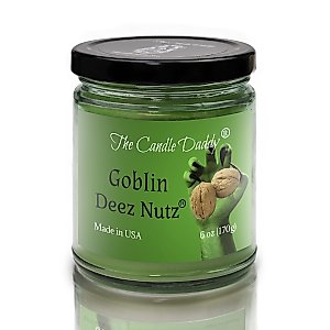 Goblin Deez Nutz - Spooky Banana Bread Scented - Funny Halloween 6 OZ JAR Candle - 40 Hour Burn TIME