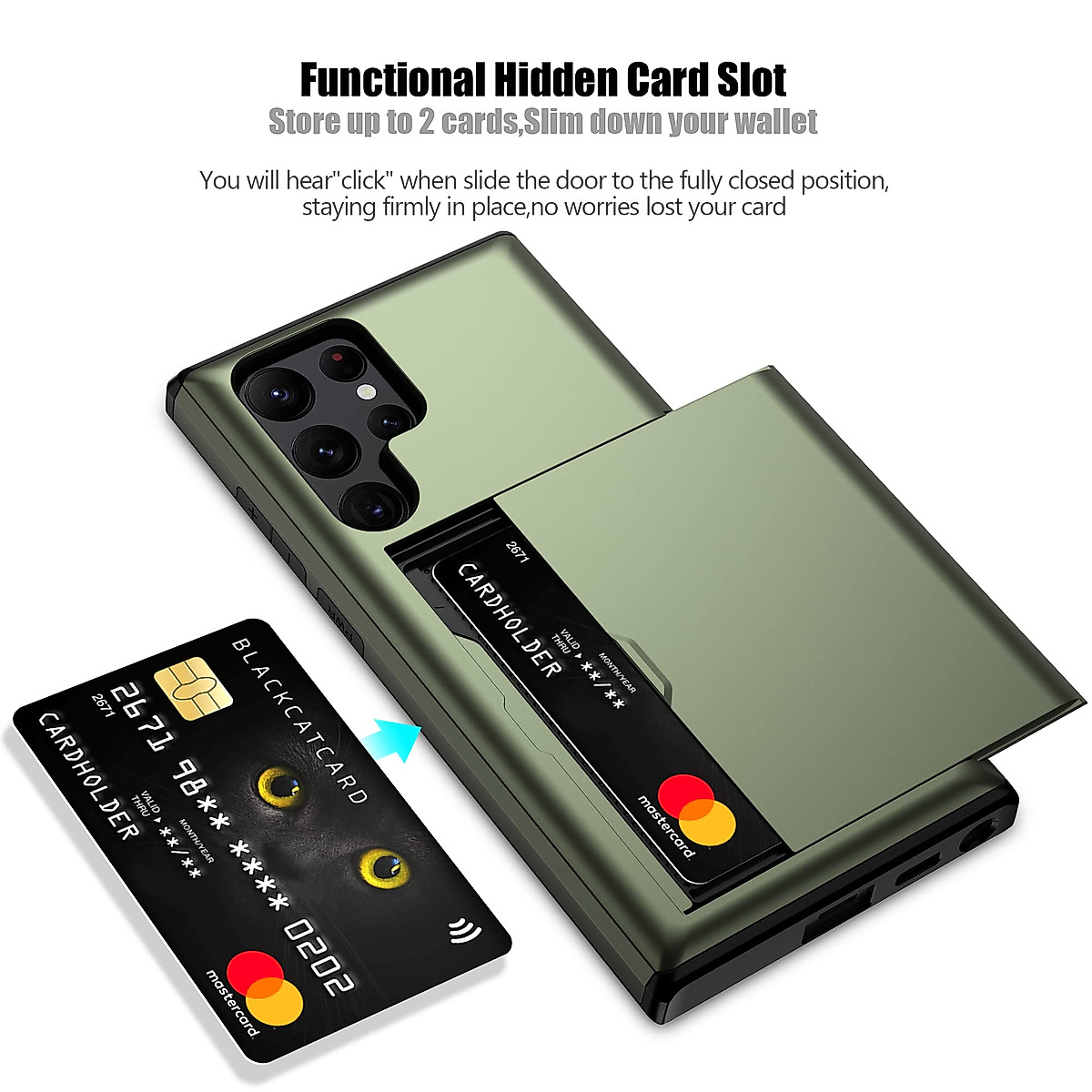 Nvollnoe for Samsung S22 Ultra Case with Card Holder 5G 6.8 inch Slim Dual Layer Heavy Duty Protective for Galaxy S22 Ultra Case Hidden Card Slot Wallet Case for Samsung S22 Ultra(Green)