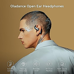 Oladance OWS Pro Open Ear Bluetooth Headphones with Multipoint Connection, Up to 58 Hours Playtime Air Conduction Headphones with Charging Case, Android&iPhone Compatible, Sound Black