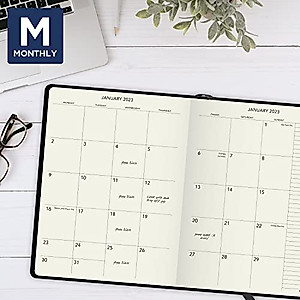 AT-A-GLANCE 2023 Weekly & Monthly Planner, Plan. Write. Remember, Hourly Appointment Book, 7-1/2" x 10", Large, Pocket, Bungee Closure, Black (70695005)