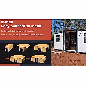 Weatherproof, Wind Resistant, Anti-Corrosion Tiny Expandable Prefab House to Live in 1 Bathroom, 3 Bedrooms & 1 Kitchen- for Small Family, Modular Guest House – 20 FT 3 in 1 Tiny Backyard House