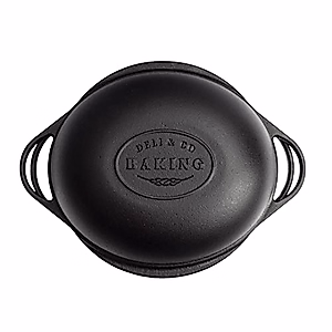 Deli&Co. Baking Pre-Seasoned Cast Iron Bread Pan Multicooker | Bake sourdough bread, grill steaks and cook stews | Seasoned with canola oil with a smooth surface finish