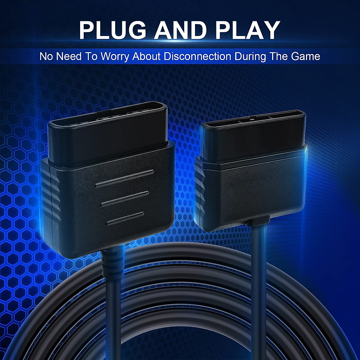Arzweyk PS2 Extension Cord, 6FT Extender Cable for Sony PlayStation 1 PlayStation 2 Game Console Wired Controller 6FT(1Pack)