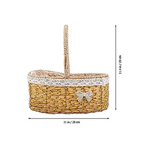 EXCEART decor hamper flower girl wedding basket woven hand-made basket empty gift basket wedding flower holder portable woven basket wedding gift basket flowers flower basket iron