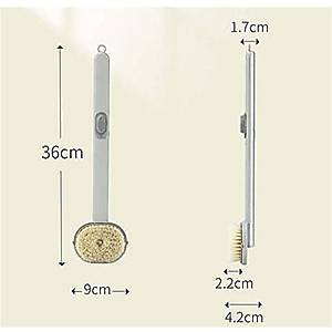 INGVY Dry Brushing Body Brush Long Handle Liquid Bath Brush Bathroom Body Brushes Body Back Bath Shower Sponge Exfoliating Scrub Massager Skin Cleaning Gadget (Color : Gray)