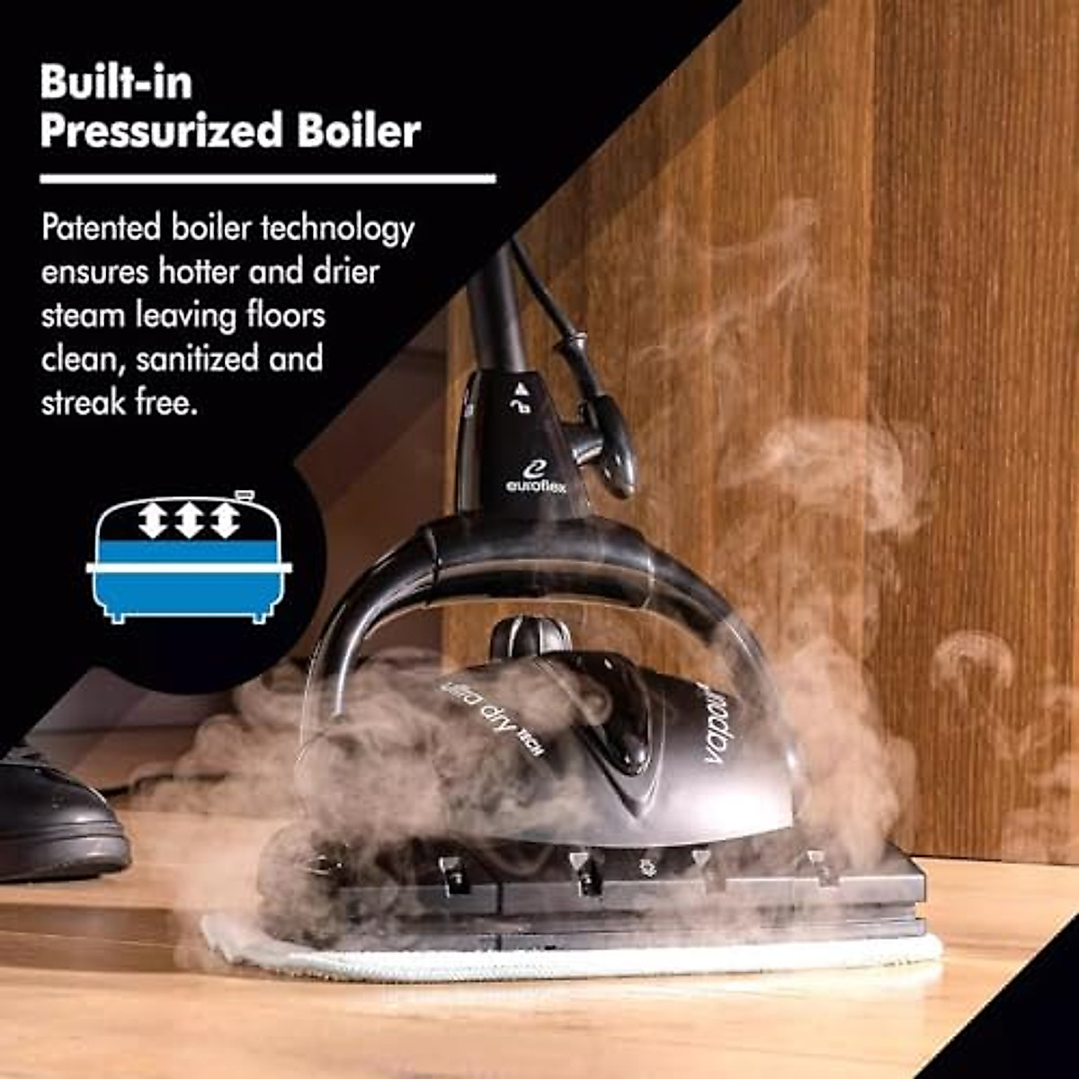 Euroflex Vapour Pro M4S 18-Piece All-in-One Steam Cleaner & Mop with Ultra Dry Steam® Technology, Commercial Grade Cleaning Power, Safe for Hardwood Floors, 295℉ & 50 PSI with 5 Year Warranty