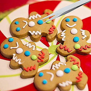 14 Pieces Cookie Tools Decorating Kit Cake Decorating Brush Scribe Tool Sugar Stir Needle Baking Tweezers for Sprinkles Elbow and Straight Tweezers Decorating Supplies for Cookie Cake Fondant