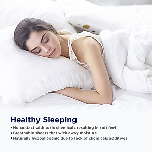 Lane Linen 100% Cotton Sheets – 450 Thread Count Full Size Sheet Set, Naturally Cooling Sateen Sheets, Soft & Comfy, 15” Deep Pocket Fully Elasticized Fitted Sheet, Bedding Sheets & Pillowcases, White
