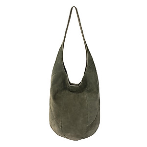 The Sak 120 Hobo Bag in Crochet - Large Women's Purse & Shoulder Bag for Everyday Travel - Durable Handbag With Back Zipper Pocket and Magnetic Snap Closure - Leather/Moss Suede