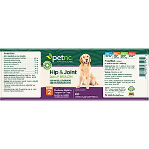PetNC Natural Care Hip and Joint Health Moderate Chewables for Dogs, 60 Count