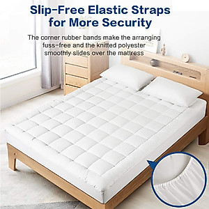 Abakan King Mattress Pad Cover Pillow Top Down Alternative Fill Cotton Top Cooling Breathable Soft Mattress Topper Fitted 8"-21" Deep Pocket