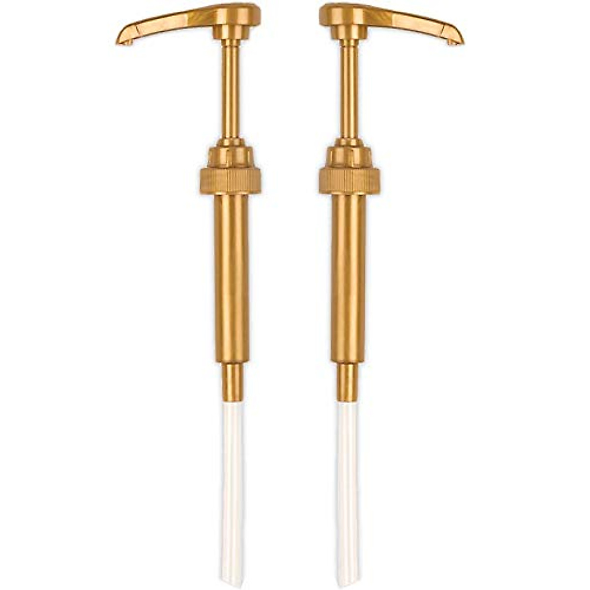 Gold Coffee Syrup Pump for 750ml Bottles (Pack of 2) | Fits Torani, (Monin 1 Liter Plastic Bottles Only), DaVinci, Jordan's Skinny, and Upouria