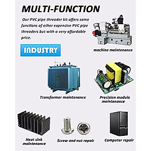 Tap and Die Set, Hosrnovo 6 PCS PVC Pipe Threader Plumbing Tool Kit with 3 Dies 1/2”, 3/4" and 1” for Home