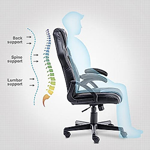 T-THREE.Gaming Chair Office Chair Computer Chair Video Gaming Chair with Lumbar and Back Support, Racing Style PU Leather, Height Adjustable, 360° Swivel with Adults, Women, Men,Teens and Kids Black