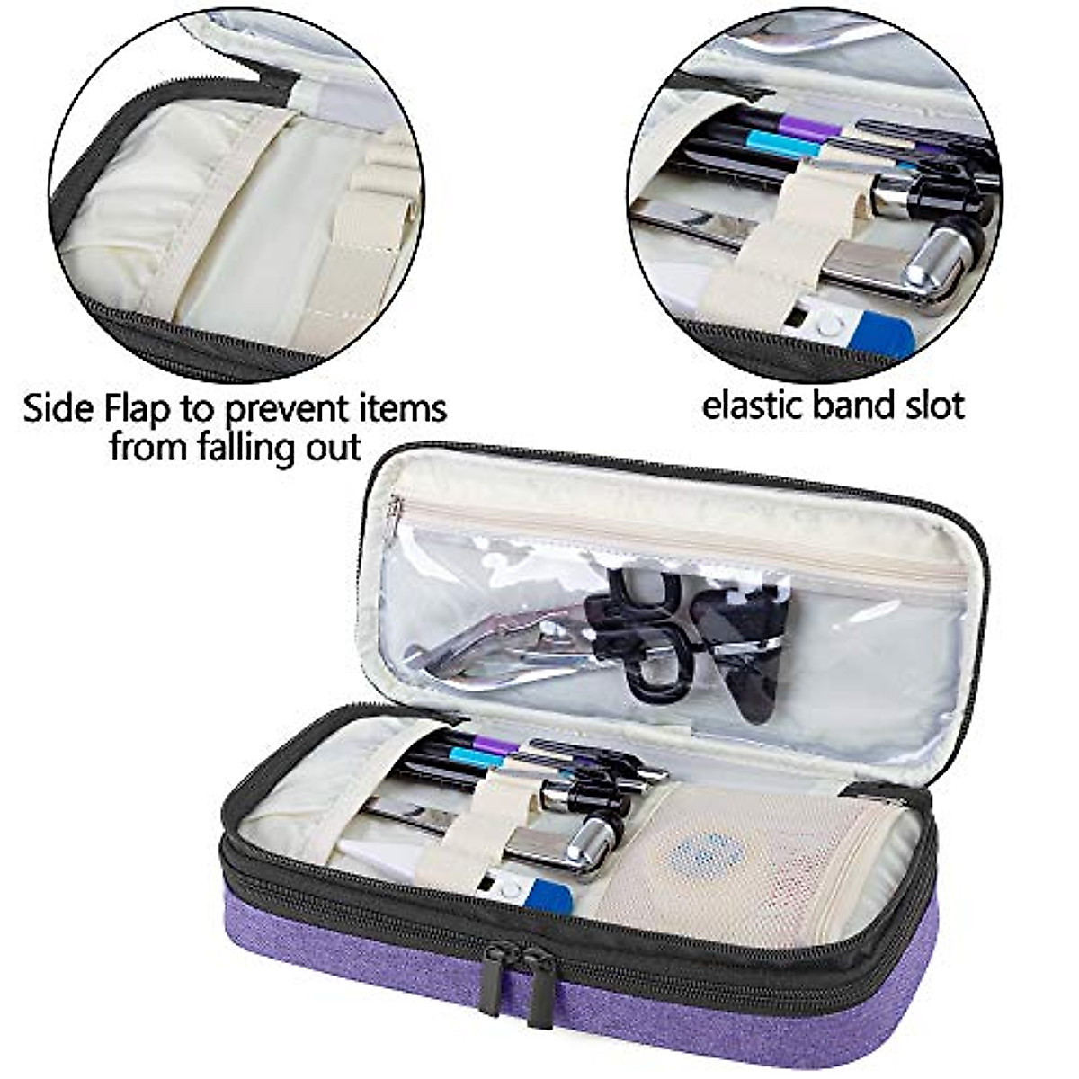 Teamoy Double-Layer Stethoscope Case-Compatible with Littmann Classic III/Cardiology IV, ADC, Omron Stethoscope,Stethoscope Carrying Case Storage Bag for Accessories,Purple